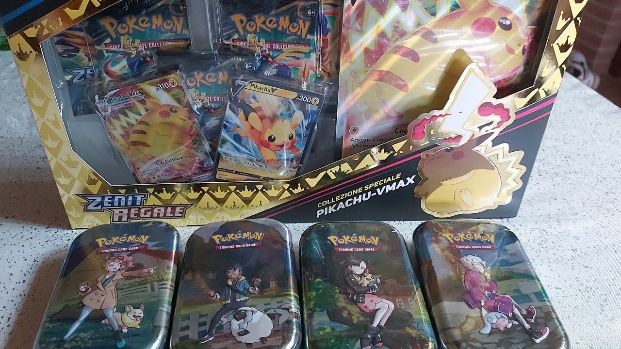 APRO 4 MINI TIN ZENIT REGALE E 1 CONFEZIONE SPECIALE PIKACHU VMAX - YouTube