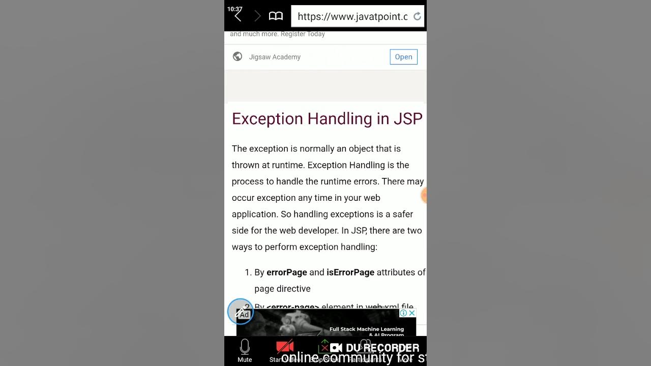 Exception Handling in JSP - YouTube