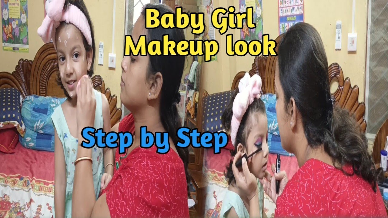4yr+ girl school function makeup look step by step || Bengali ||মেয়ের ...