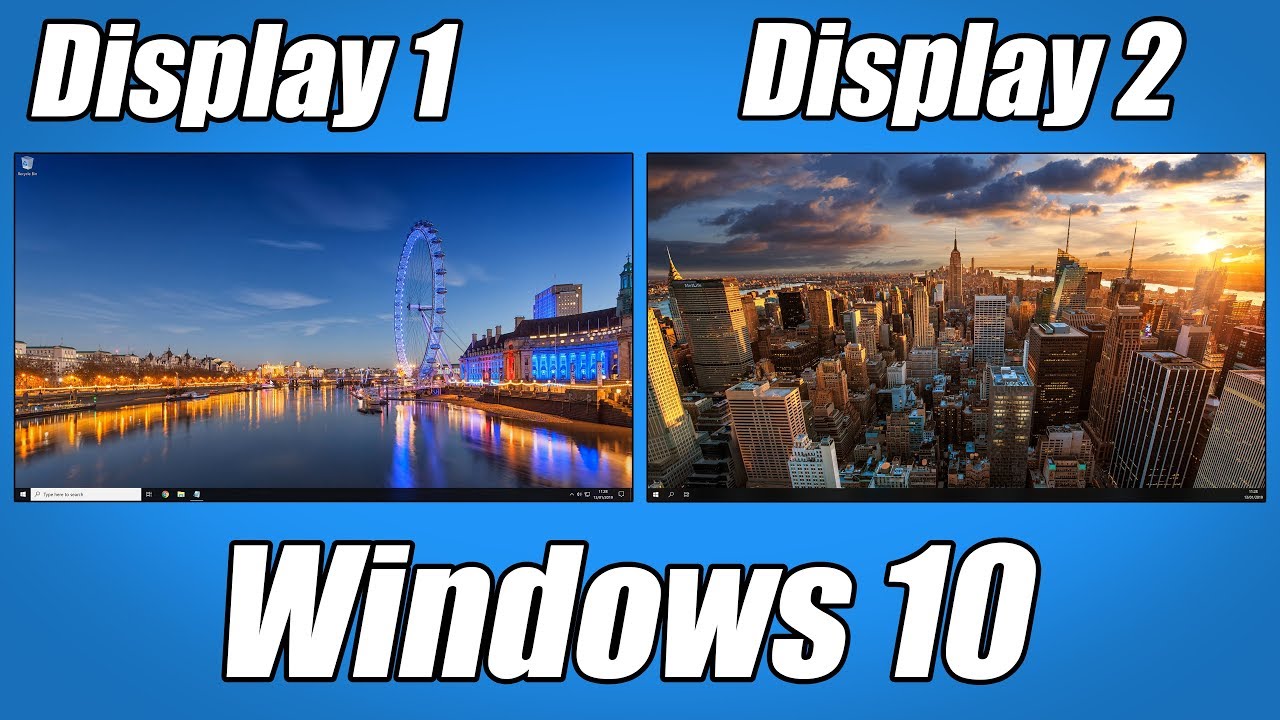 How to set different background images on each display Windows 10 - YouTube