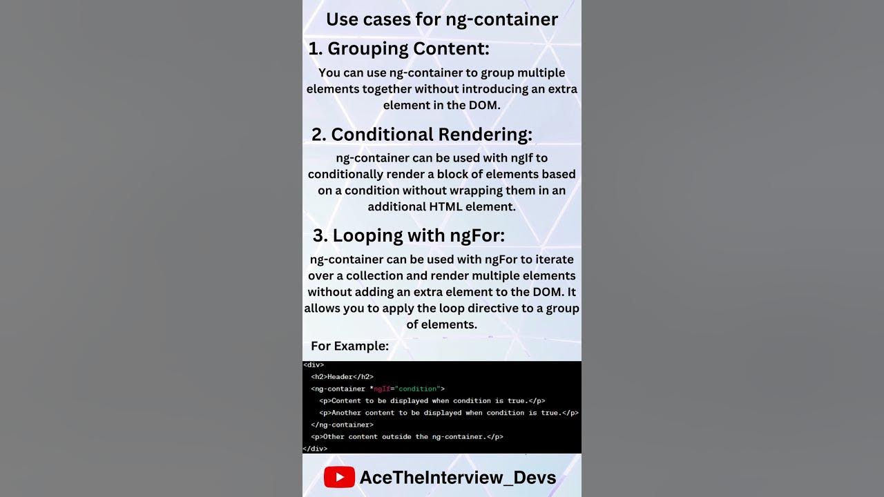 What is an ng-container directive in Angular? #angular #shorts #angulartraining - YouTube