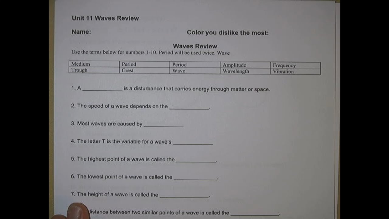 Waves Review Answers Walkthrough - YouTube