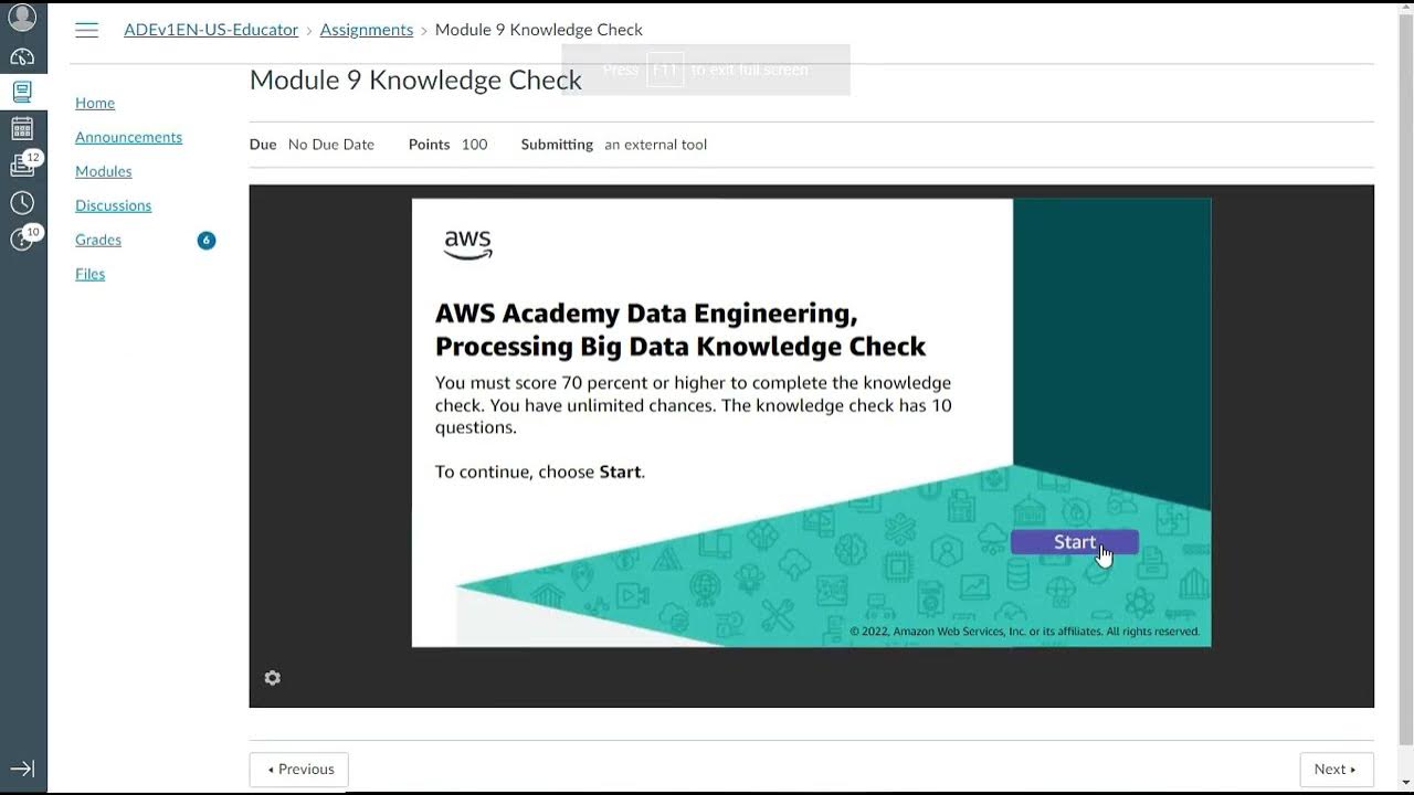 AWS Data Engineering Module 9 - Knowledge Check - Anand K - YouTube