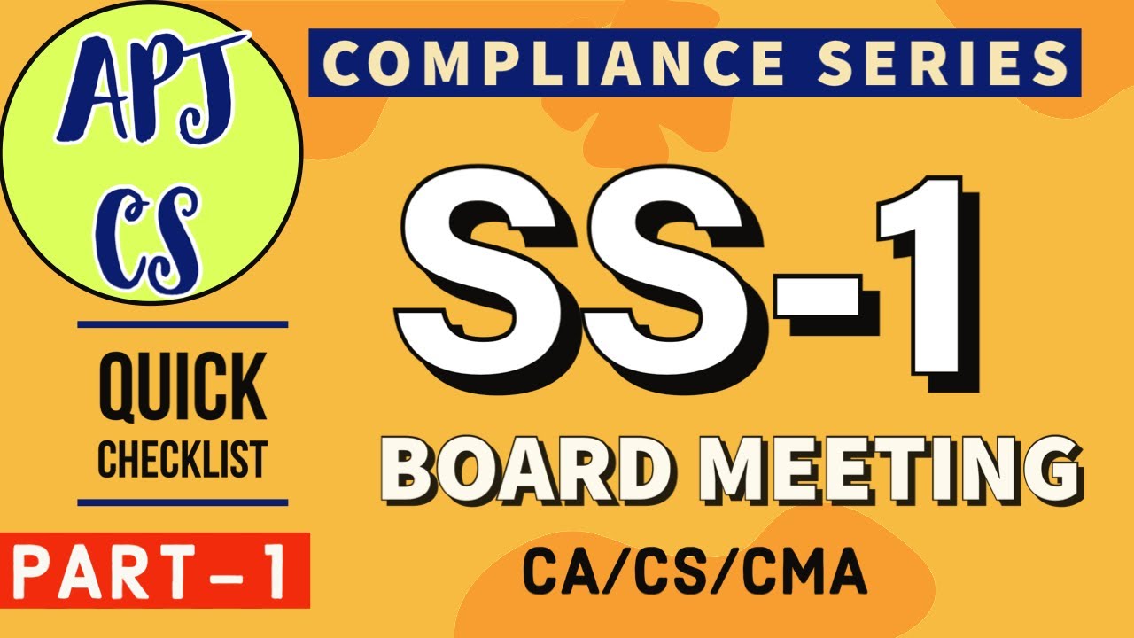 SS-1 Board Meeting (secretarial standards) | Compliance Series Part-1 # ...
