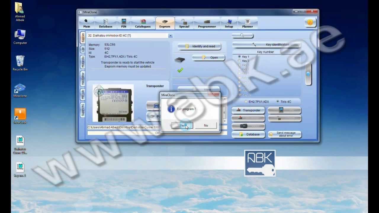 Daihatsu Immobilizer Key Programming by The MiraClone key programmer ...