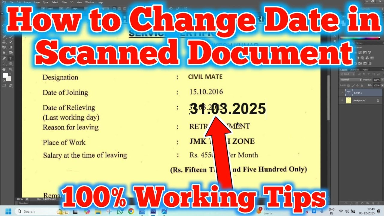 How to Change Date in Scanned Document - YouTube