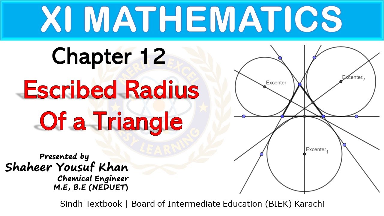 Escribed Radius of a Triangle || Radius of Escribed Circle || XI Maths ...