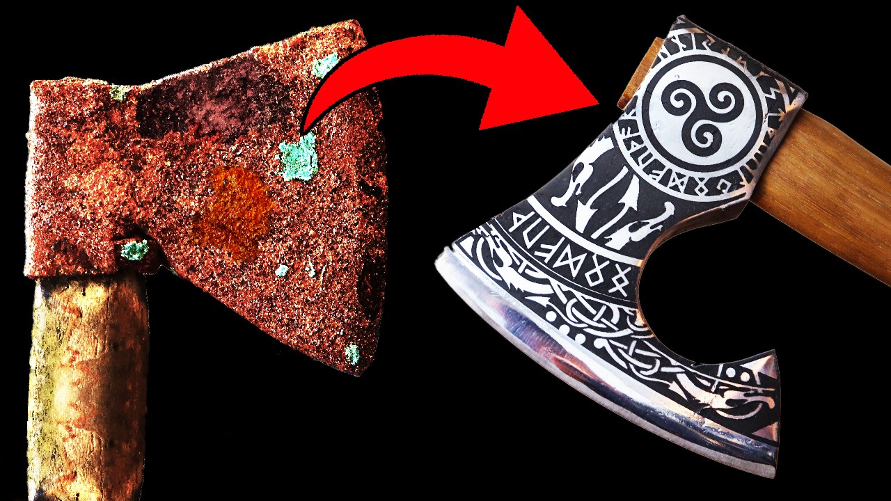 Antique Hatchet Restoration with AWESOME VIKING modifications - YouTube