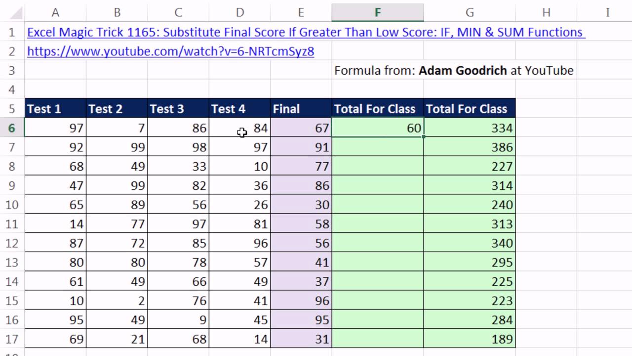 Excel Magic Trick 1167: Substitute Final Score If Greater Than Low ...