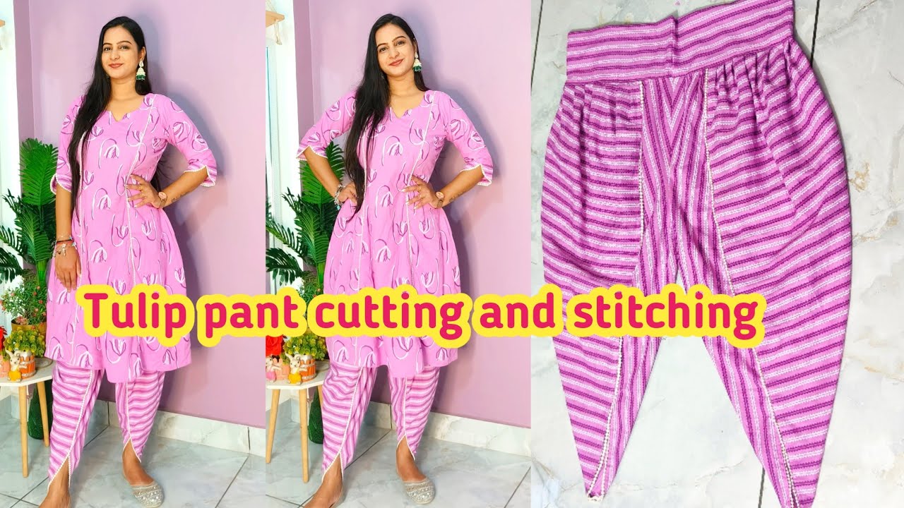 Tulip pant cutting and stitching | How to stitch tulip pant | Designed ...