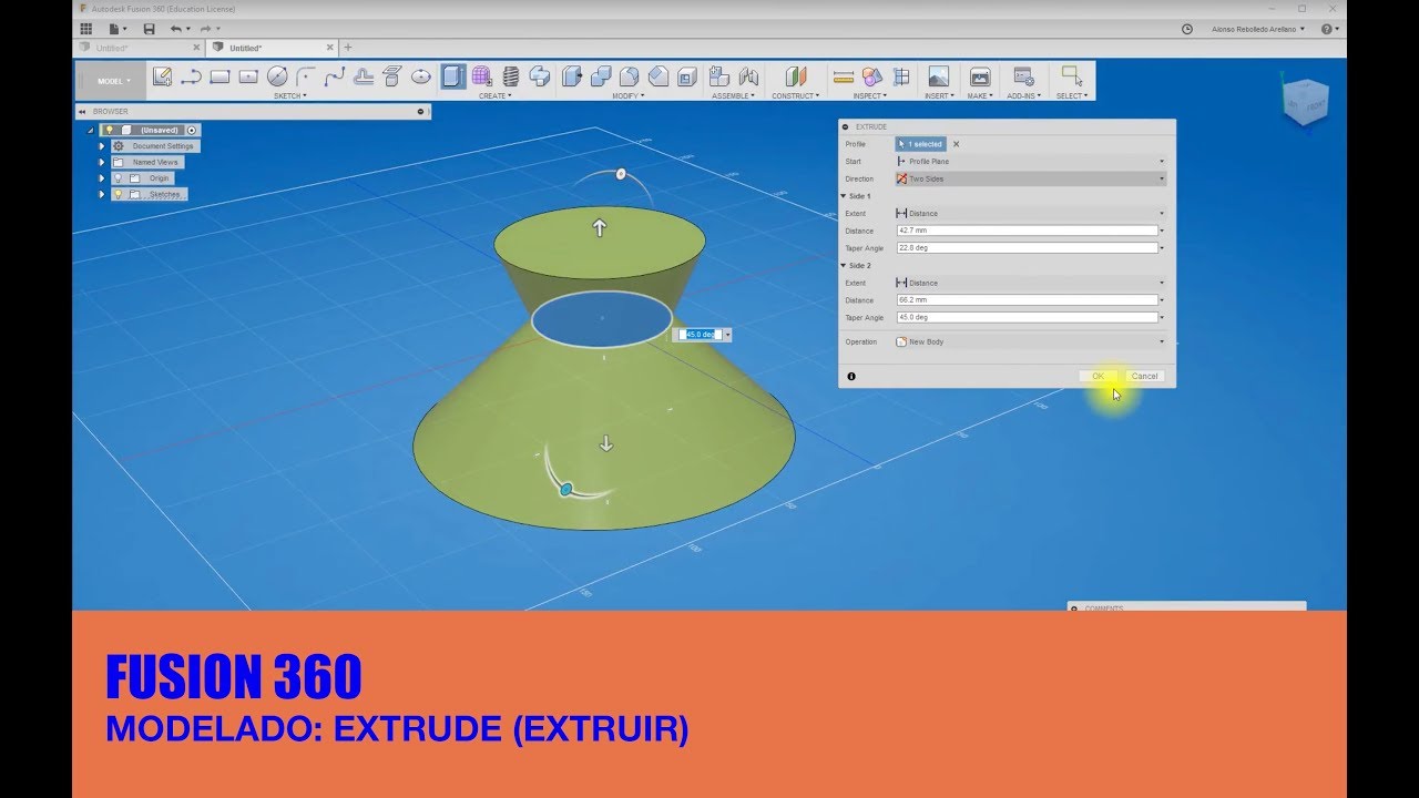 FUSION 360 #4-A: EXTRUDE - YouTube