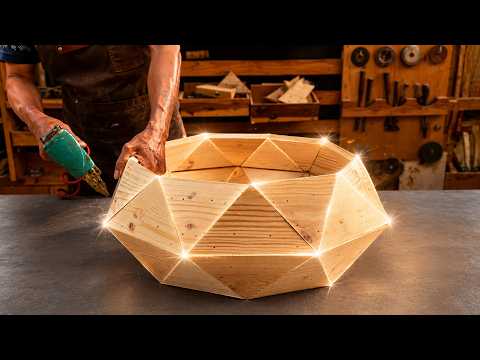 DIY Wood Design Ideas // How To Make A Coffee Table With Facets Like Crystals