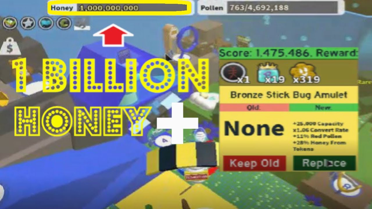 GETTING A BILLION HONEY+MY FIRST STICK BUG AMULET [ROBLOX BEE SWARM ...