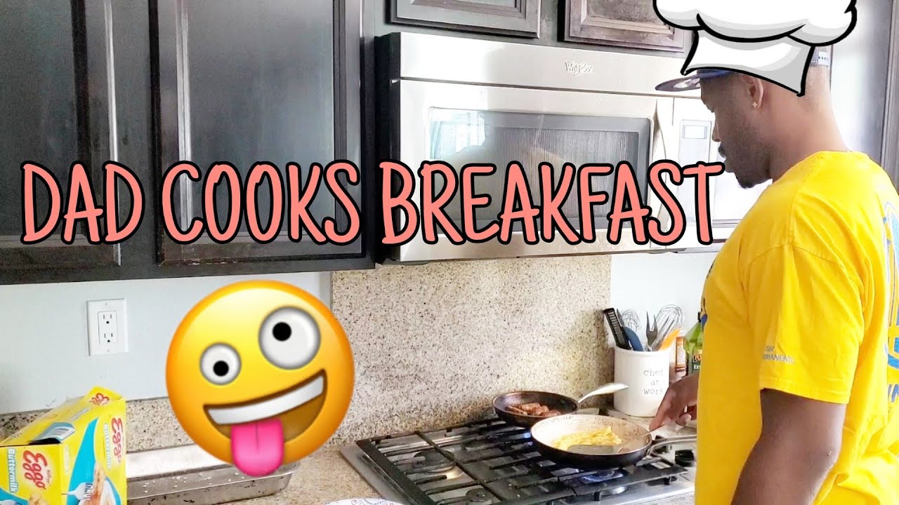 Dad cooking breakfast for the family - YouTube