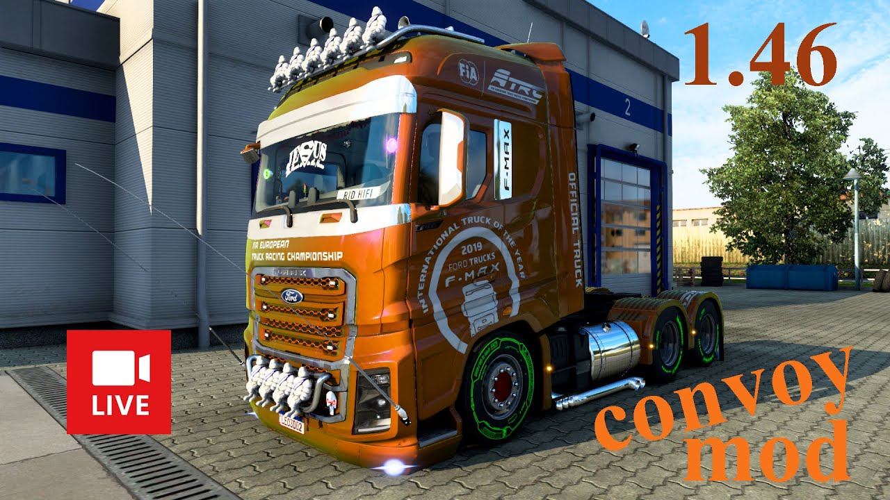 🚧live convoy mod F-MAX Br ลากซิ่ง ETS2 1.46 - YouTube