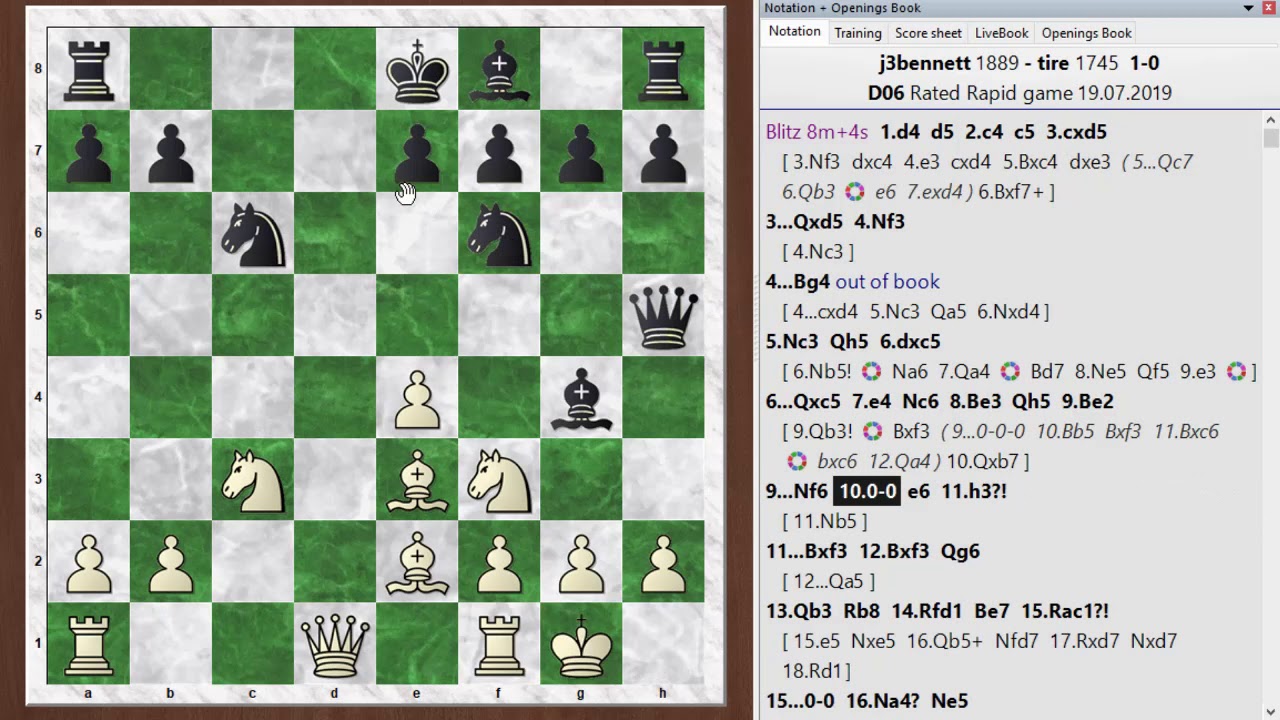 Blitz chess postmortem #922: Queen's gambit declined - Austrian defense ...