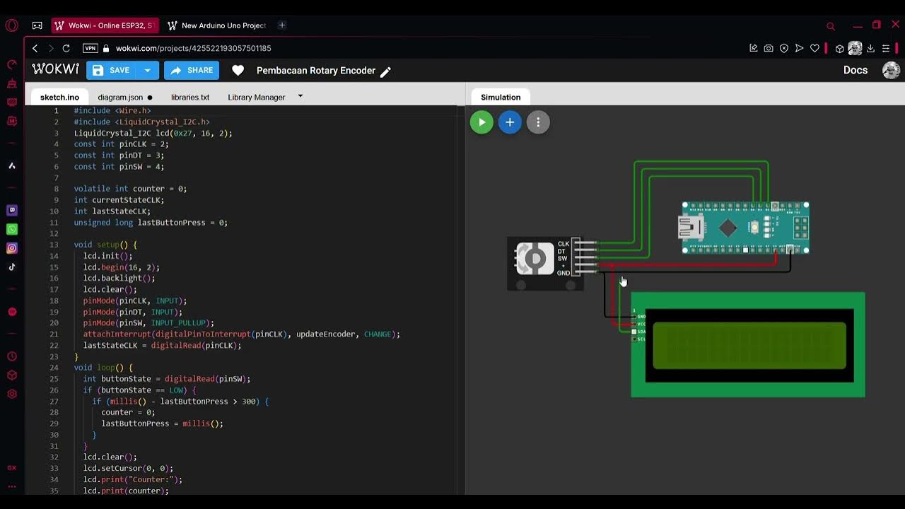 Pembacaan Rotary Encoder Arduino diwebsite Wokwi - YouTube