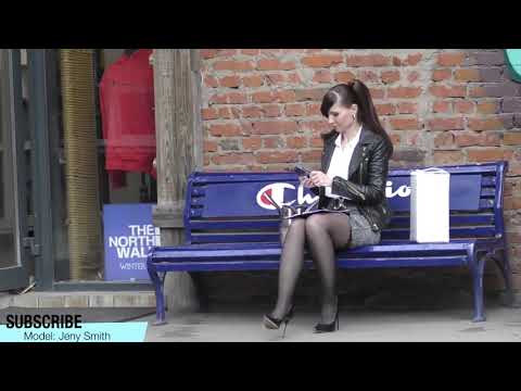 Jeny Smith wearing a fashion business woman clothes on the street