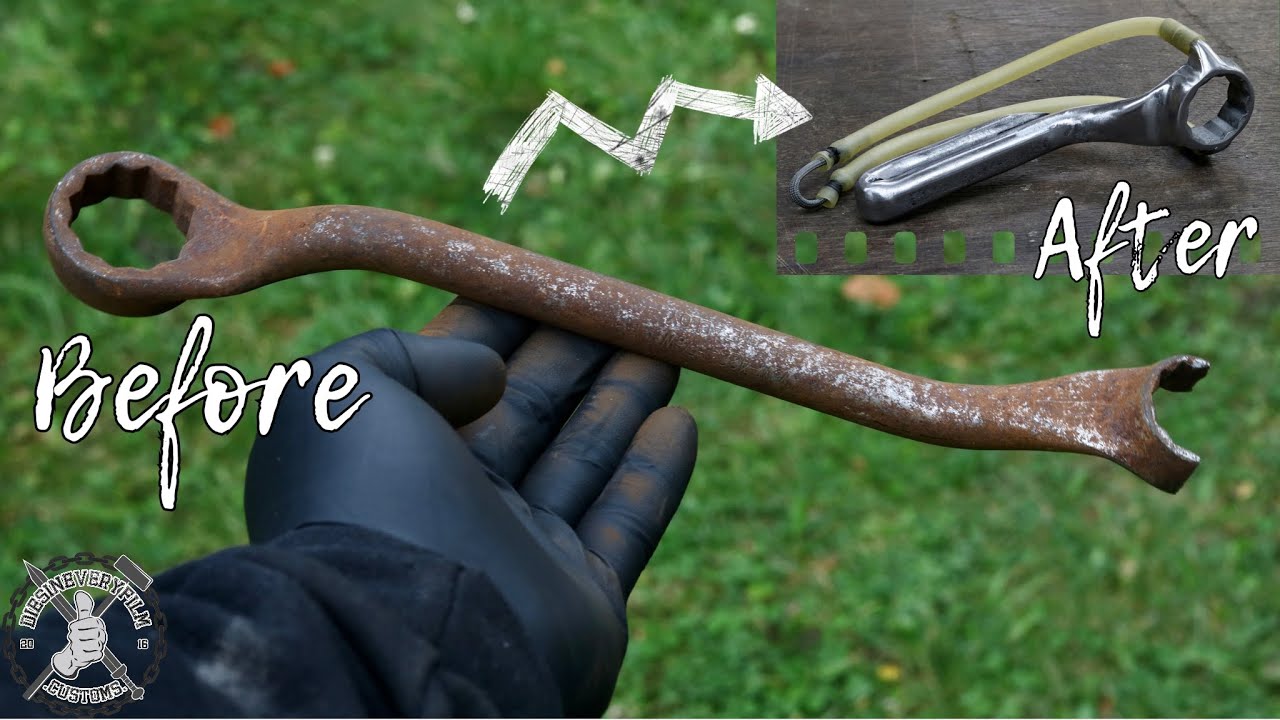 Slingbow From A Rusty Old Broken Wrench - Upcycle - YouTube