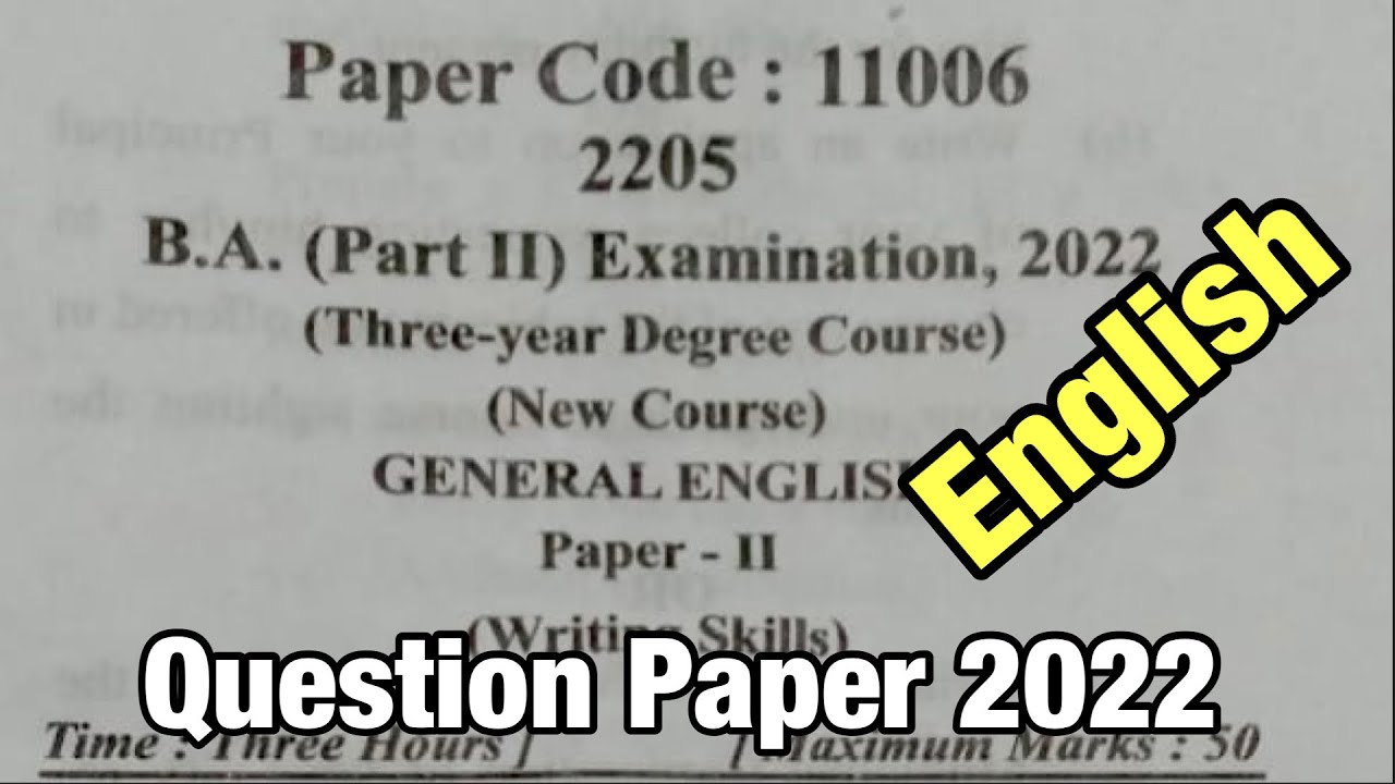 BA 2nd Year English Question Paper 2022 || #ba2ndyear #questionpaper ...