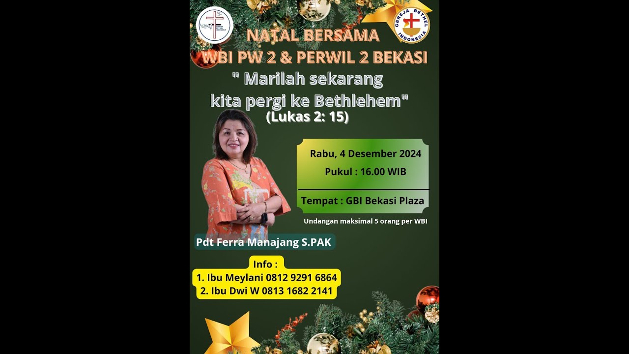 Natal Bersama WBI PW 2 & Perwil 2 BEKASI | 04 Desember 2024 @ GBI bekasi plaza - YouTube