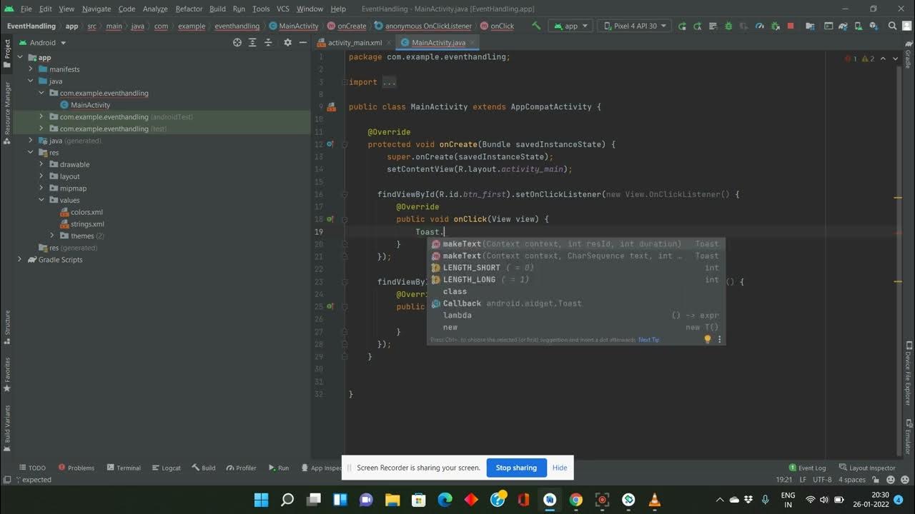 Event Handling in Android(Anonymous Inner Class) - YouTube