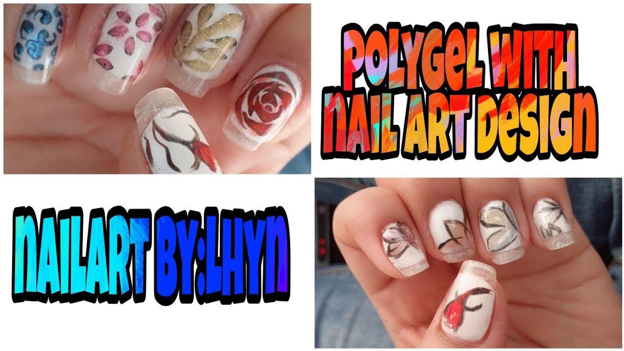 polygel extension with flower design||nailart by:lhyn - YouTube