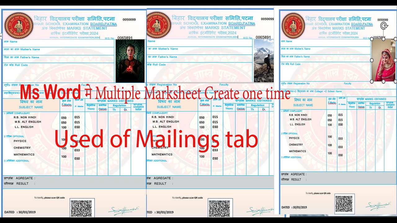 Automatic Marksheets Creation Create Automatic Marksheet In Ms Word Using Excel Youtube