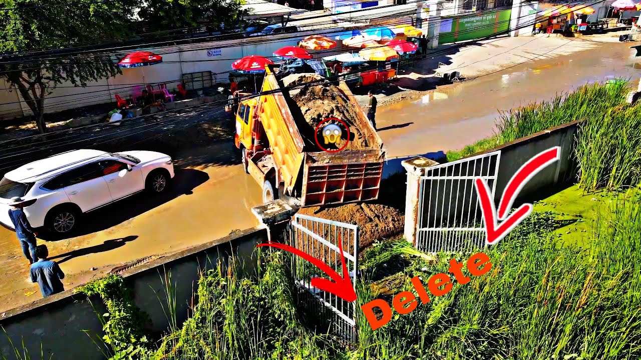 Starting New Project Landfill By Komatsu D20 Bulldozer Pushing Sand ...
