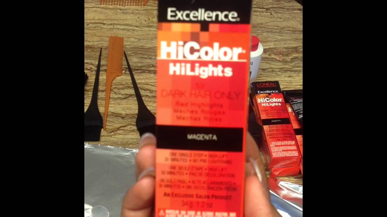 How to Color Dark Hair Red using LoReal Hi Color HiLights : MAGENTA ...