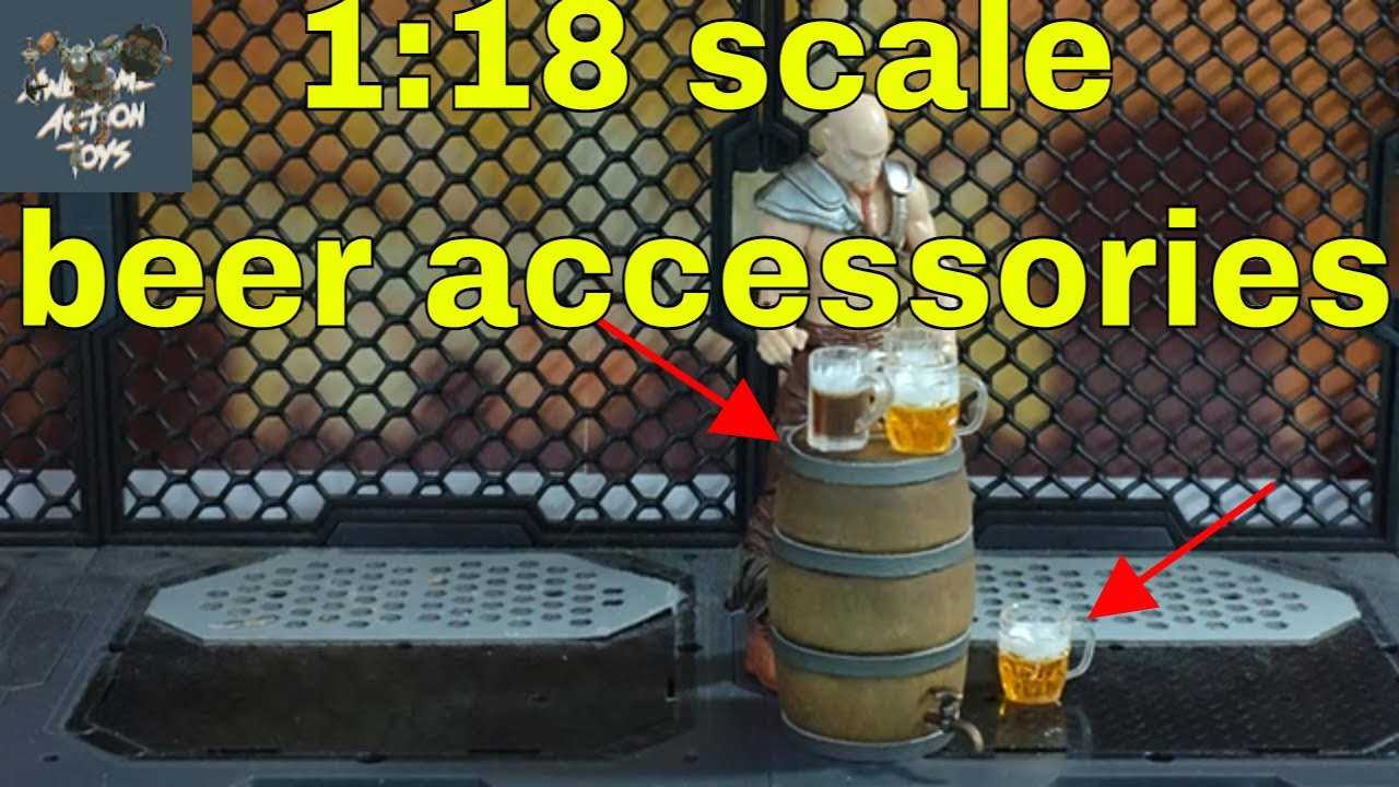 1:18 scale beer barrel and beer glasses accessories for action figures ...