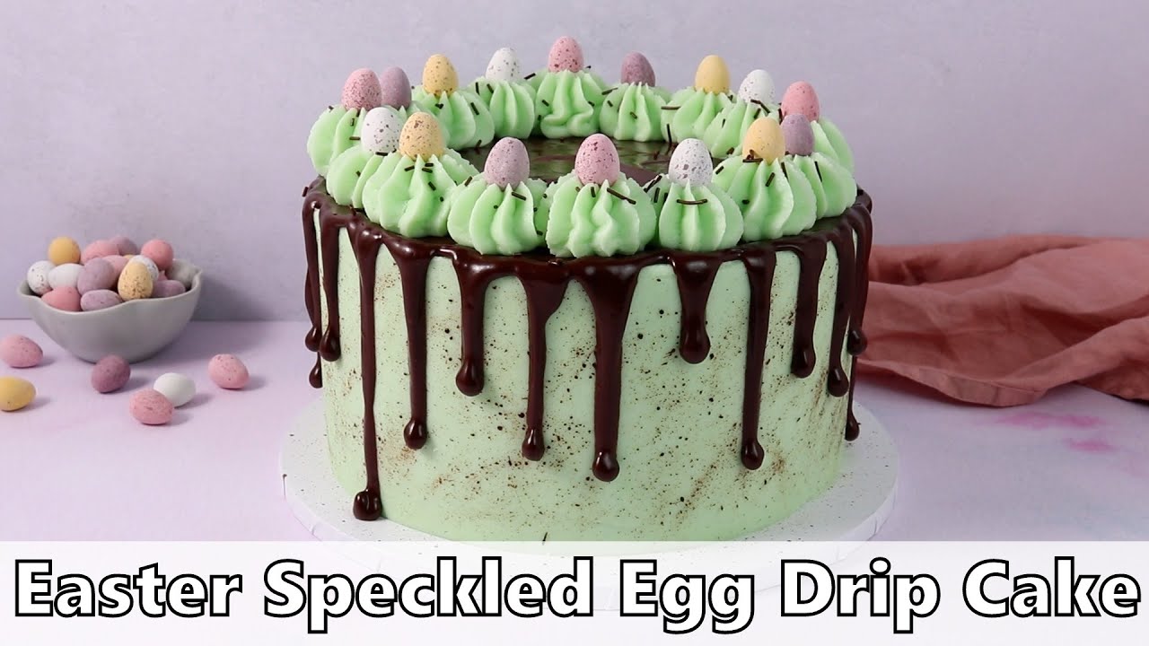 Easter Speckled Egg Drip Cake Recipe - YouTube