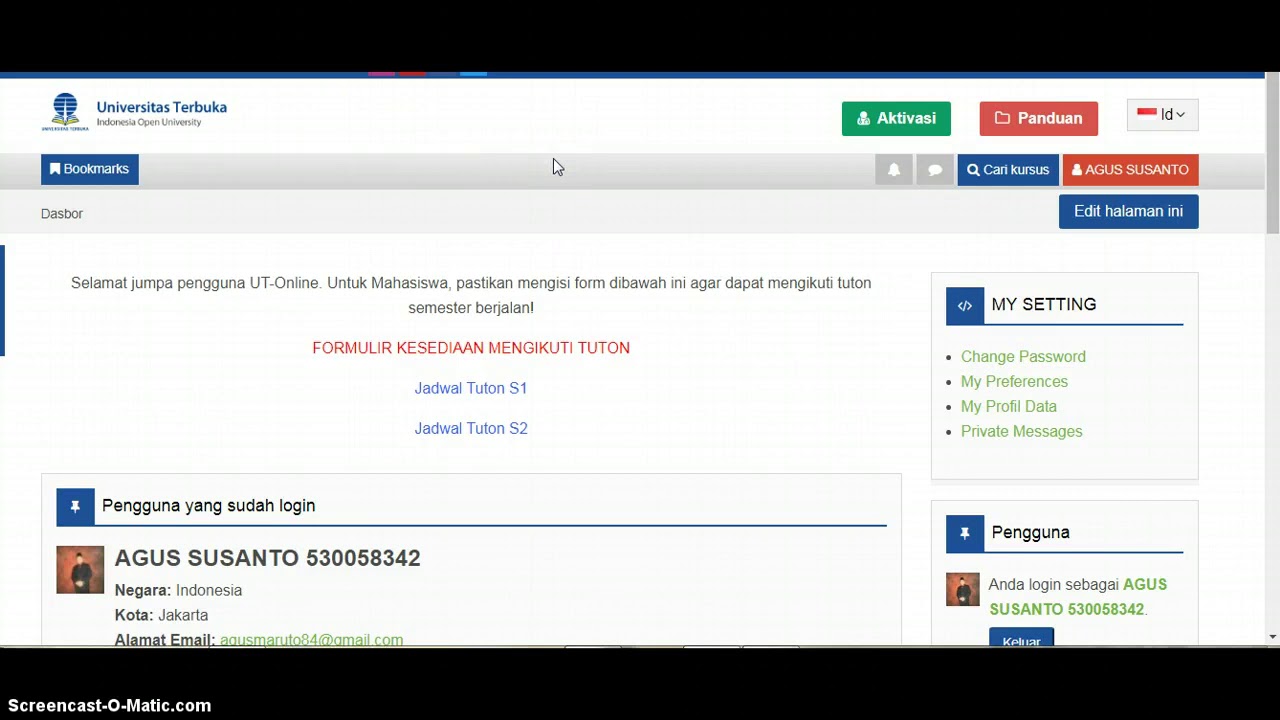Tutorial cara melihat Dosen UT di Dasbor E learning - YouTube