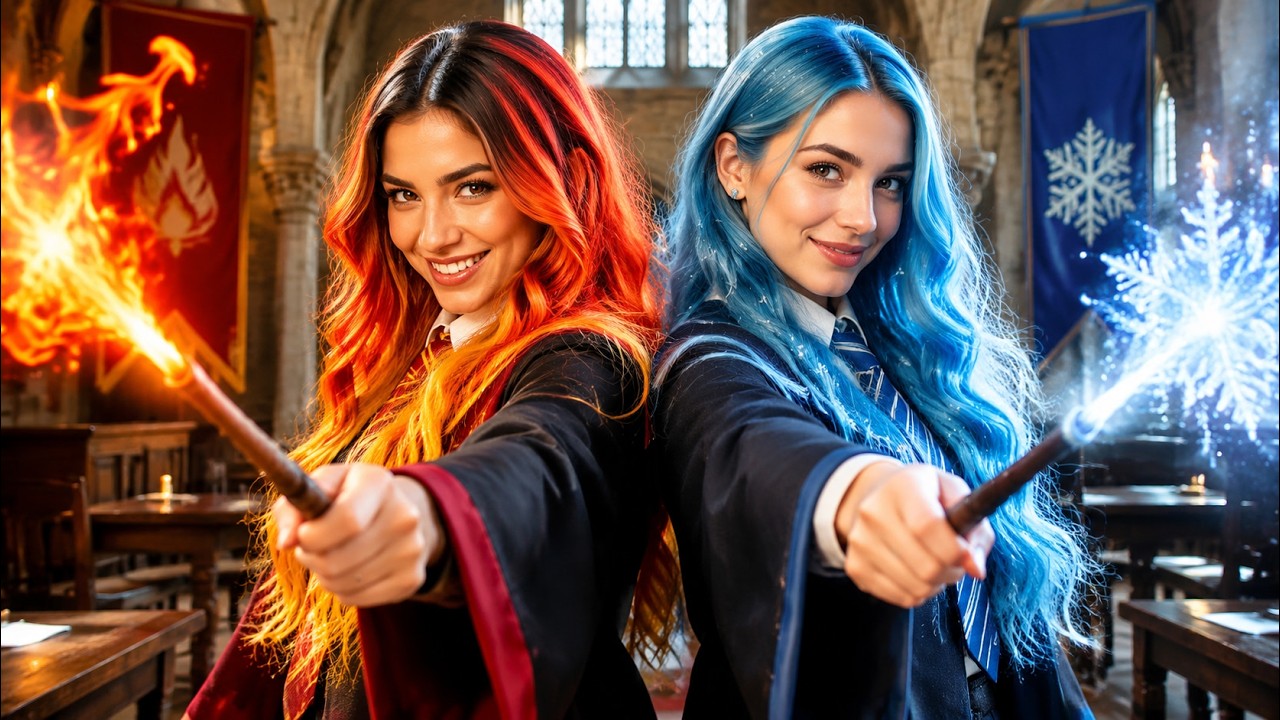 FIRE vs SNOW STUDENTS IN REAL LIFE*Hot VS Cold Challenge At Magic ...