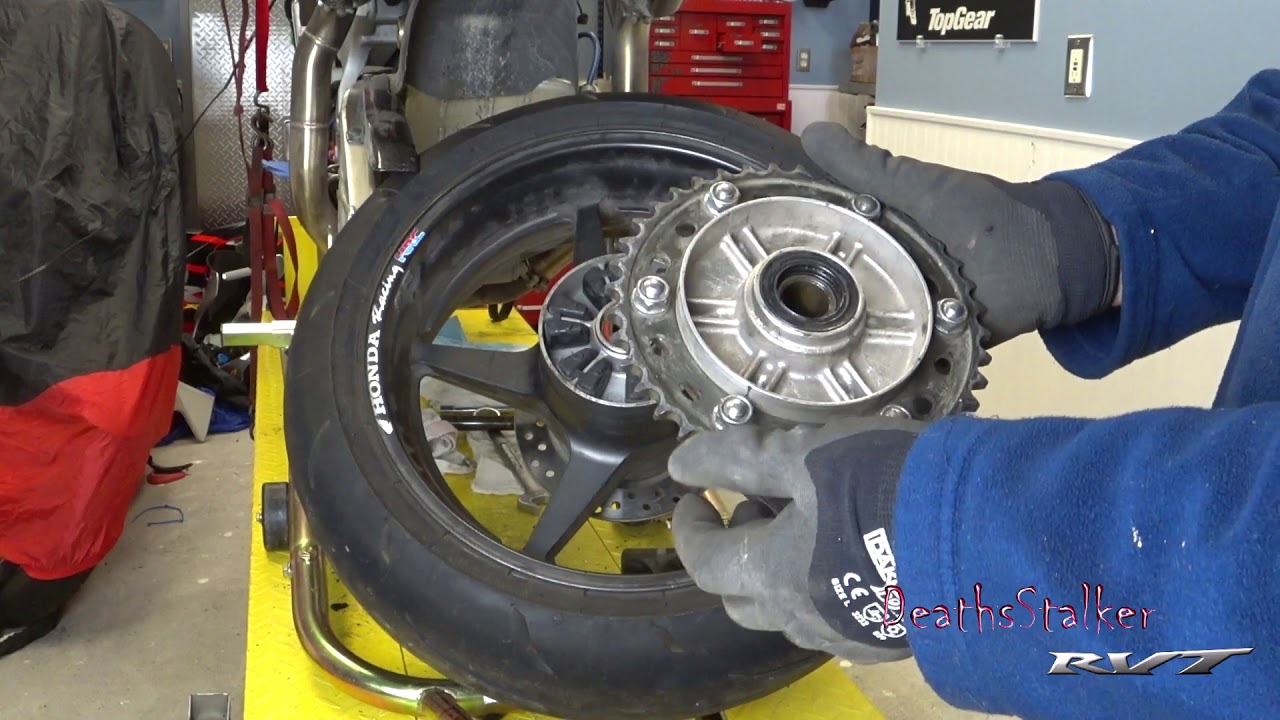 RC51 front and rear sprocket change - YouTube