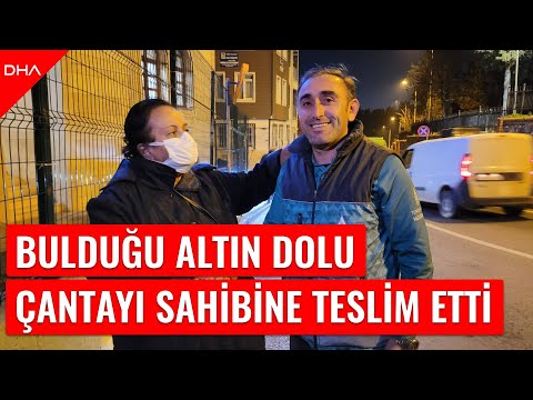 Beyoğlu'nda sokakta temizlik yaparken bulduğu altın dolu çantayı sahibine teslim etti