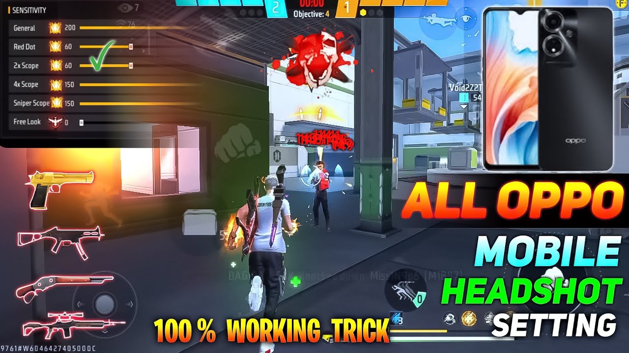 Free Fire Headshot Setting ⚙️ || All oppo mobile [ 200 ] Sensitivity ...