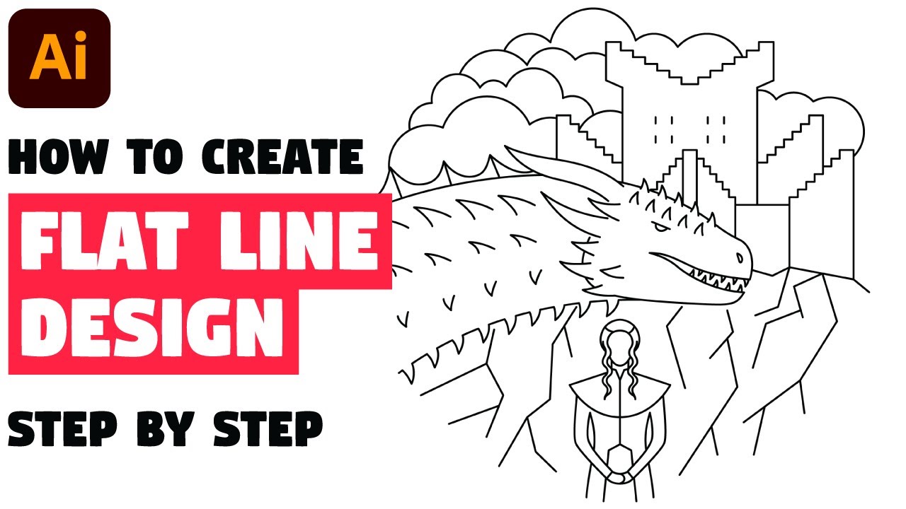 FLAT Line Design | Illustrator CC Tutorial (Game of Thrones) - YouTube