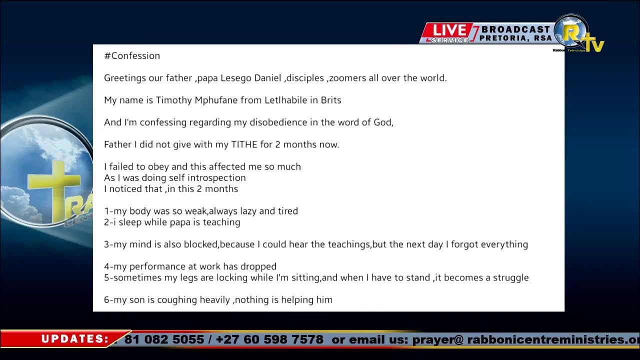 23 OCTOBER 2022 SUNDAY LIVE BROADCAST SERVICE WITH PROF. LESEGO DANIEL AND SONS PART 1 - YouTube