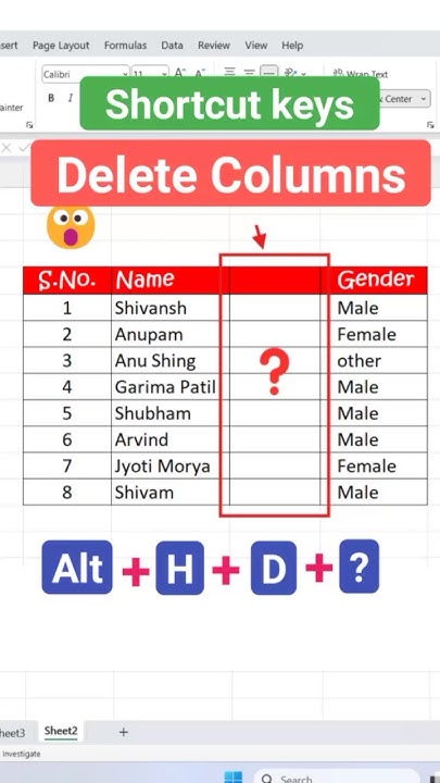 excel column delete shortcut key #excel #shorts #exceltips #delete # ...