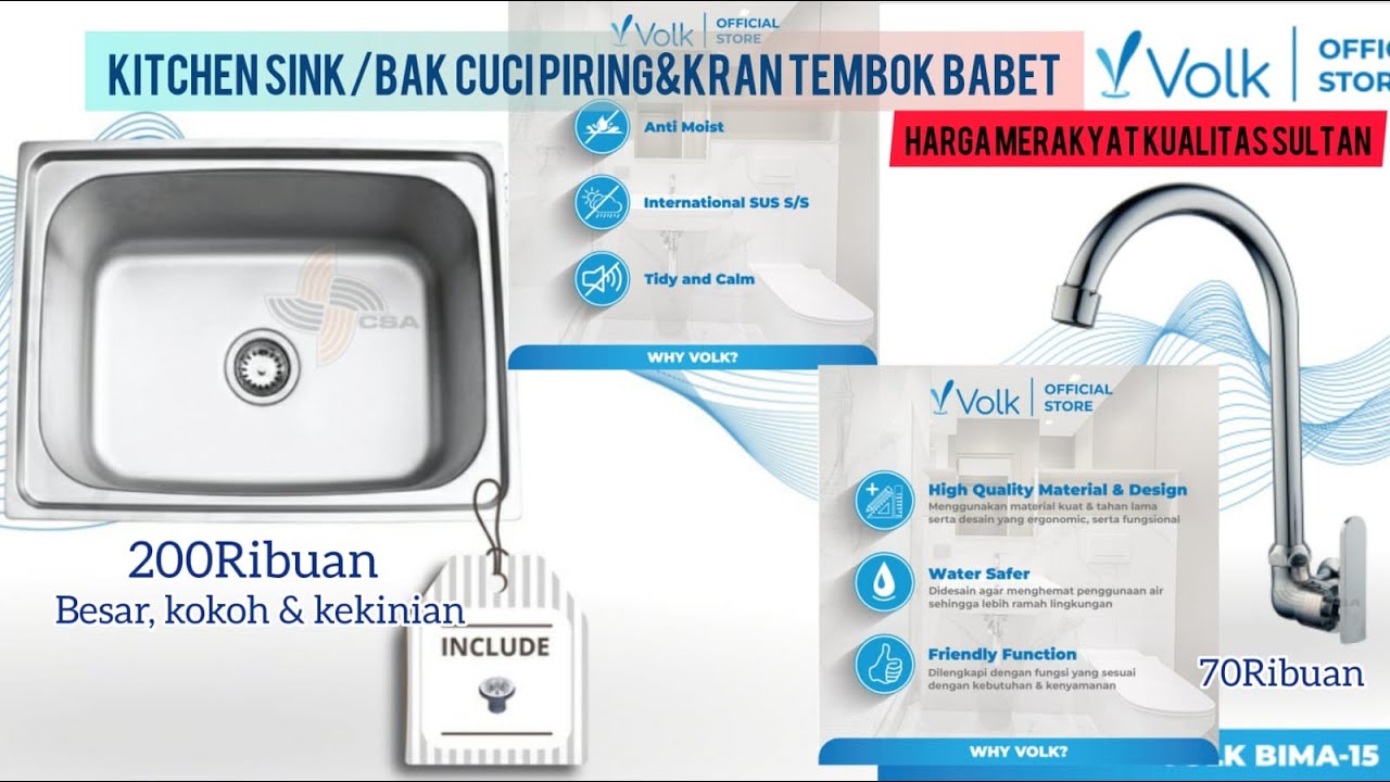 UNBOXING & REVIEW VOLK CLEOME WS6045 BAK CUCI PIRING/KITCHEN SINK ...