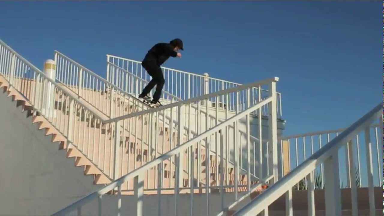 Anthony Biggs attacks 20 stair handrail - YouTube