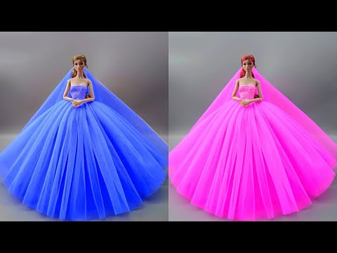 Barbie Elbise Yapımı | DIY |Dikişsiz kendin yap ~ 5 Dakikada hallet- Barbie Crafts