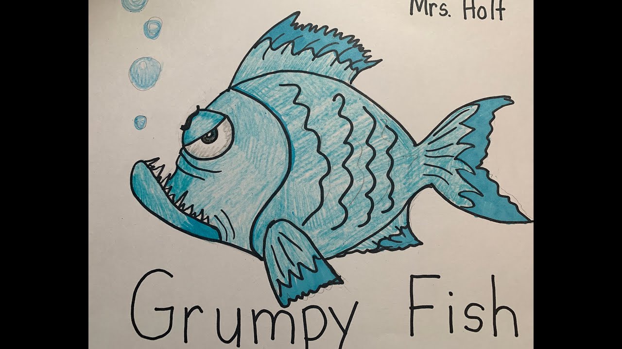 Art time with Mrs. Holt - how to draw Grumpy Fish - YouTube