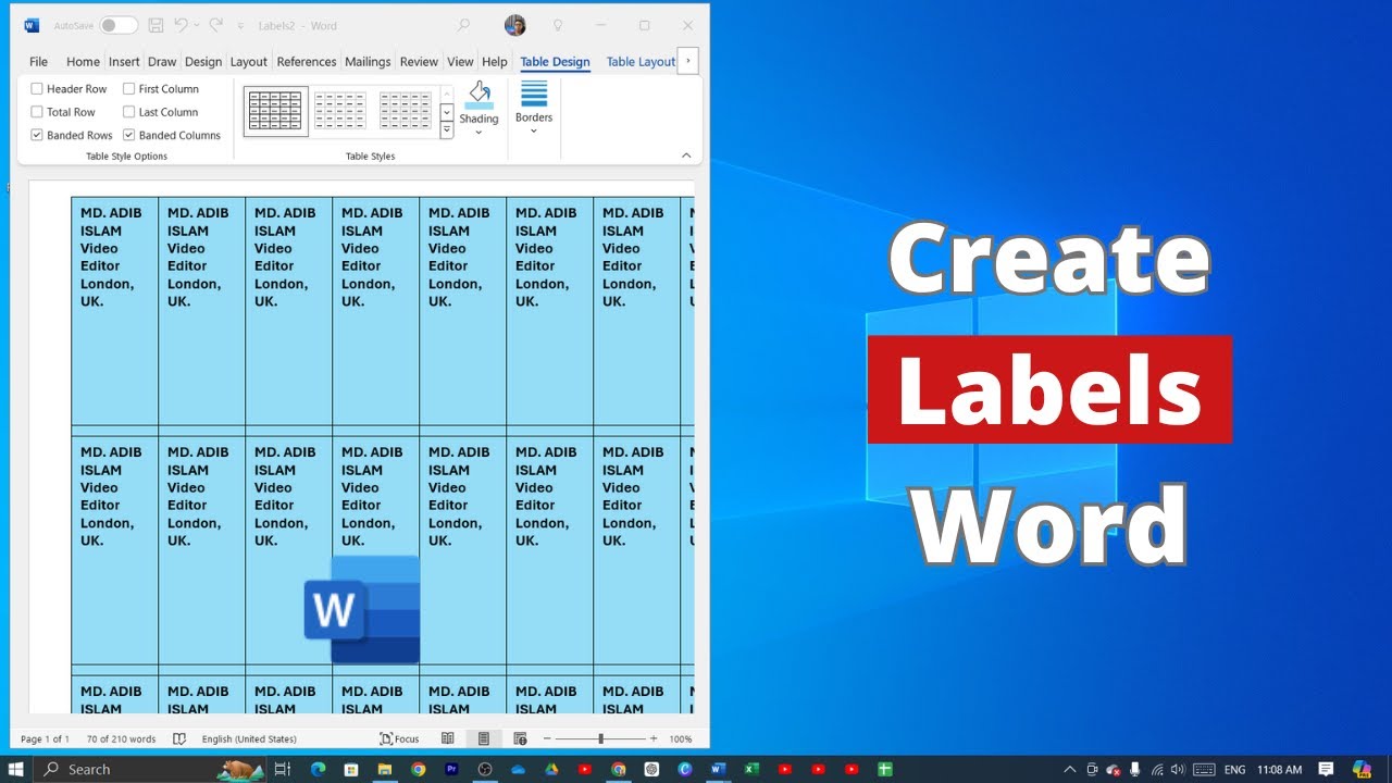 How to Create Labels on Microsoft Word - YouTube