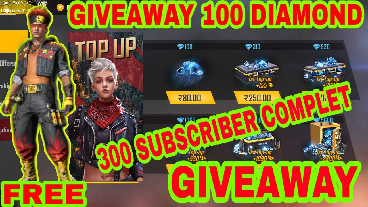FREE FIRE 100 DIAMOND GIVEAWAY।।FREE TOP UP।।FREE FIRE ALVARO CHARACTER ...