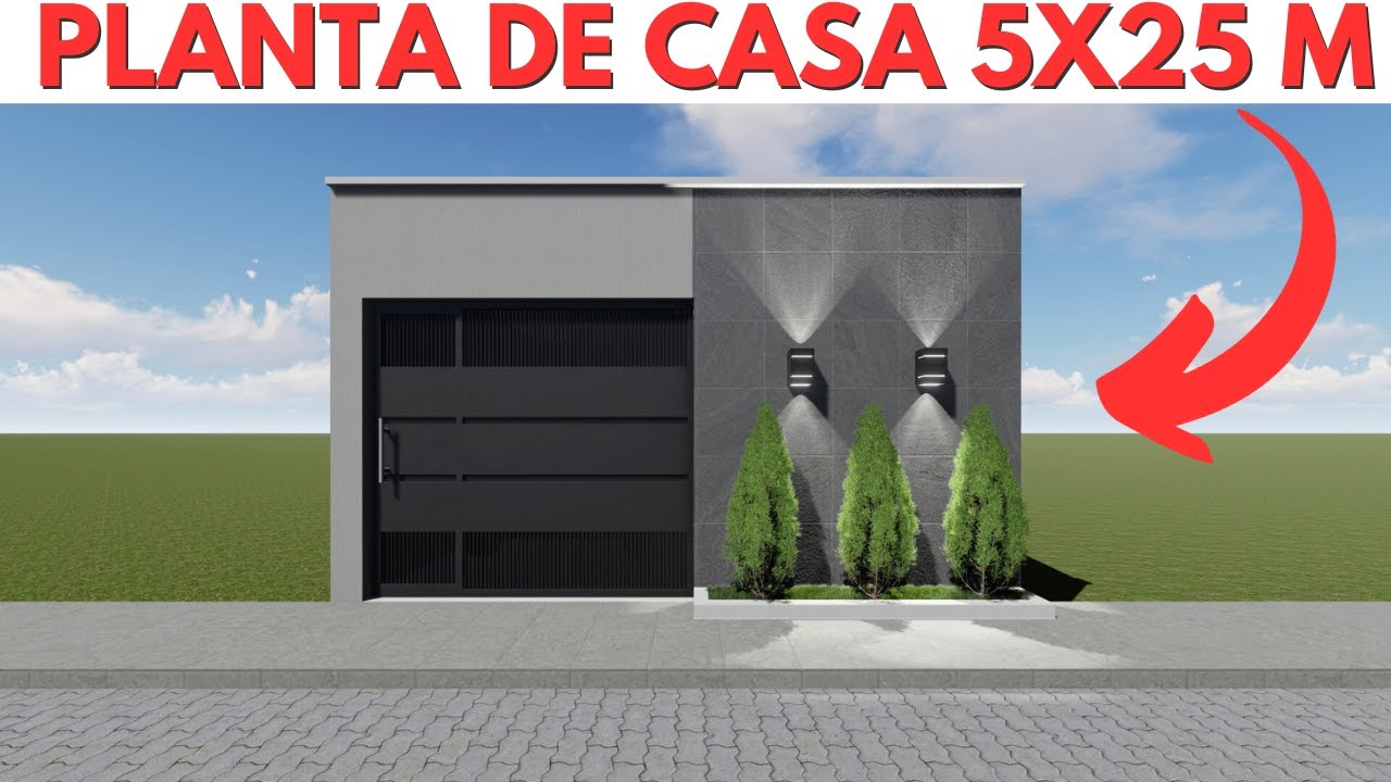 PLANTA DE CASA 5x25 METROS COM 2 QUARTOS! - YouTube