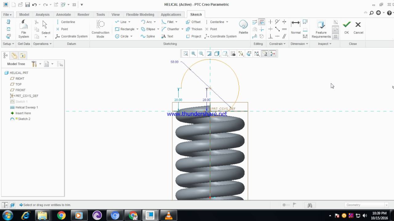 Helical Spring Creo Parametric - YouTube