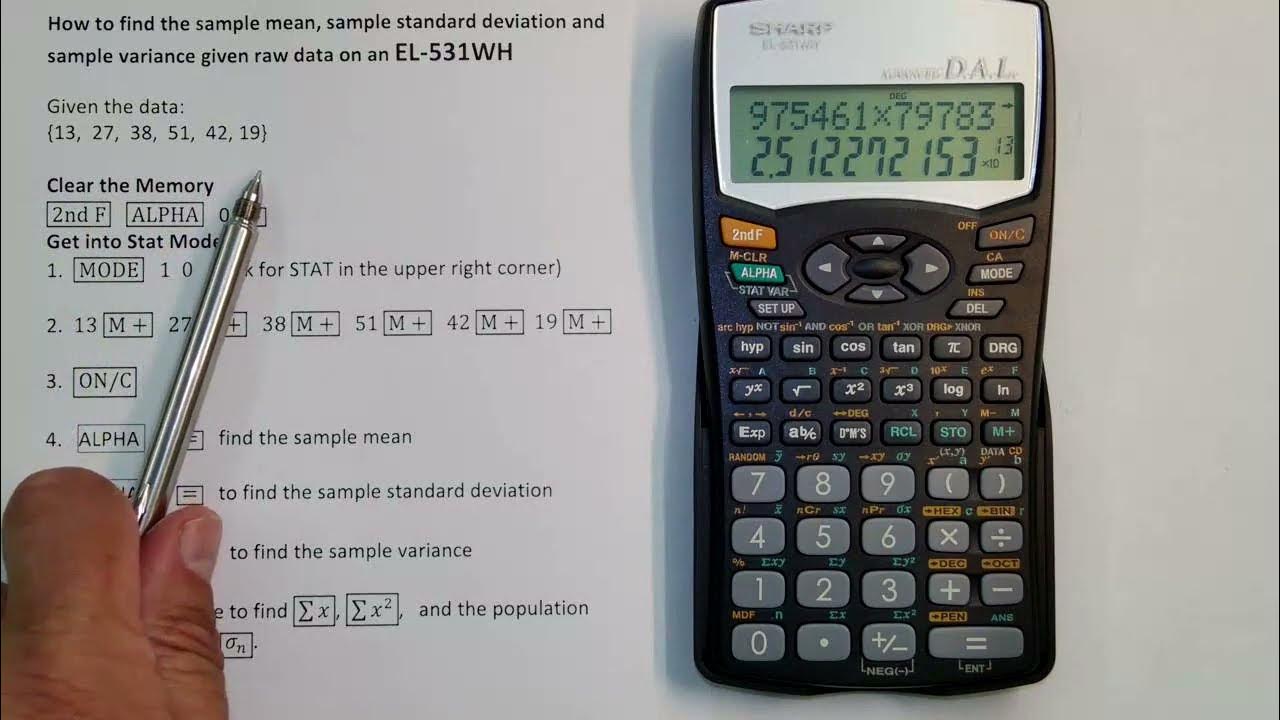 Sample Mean, Standard Deviation & Variance Given Raw Data with a Sharp ...