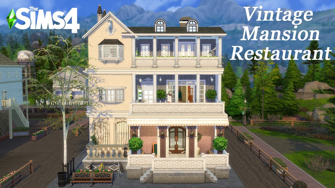 Vintage Mansion Restaurant | Commercial Integrated | The Sims 4 Speed ...